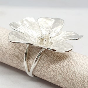 Handmade Sterling Silver Flower Ring: Sculpted Floral Statement Jewelry ...