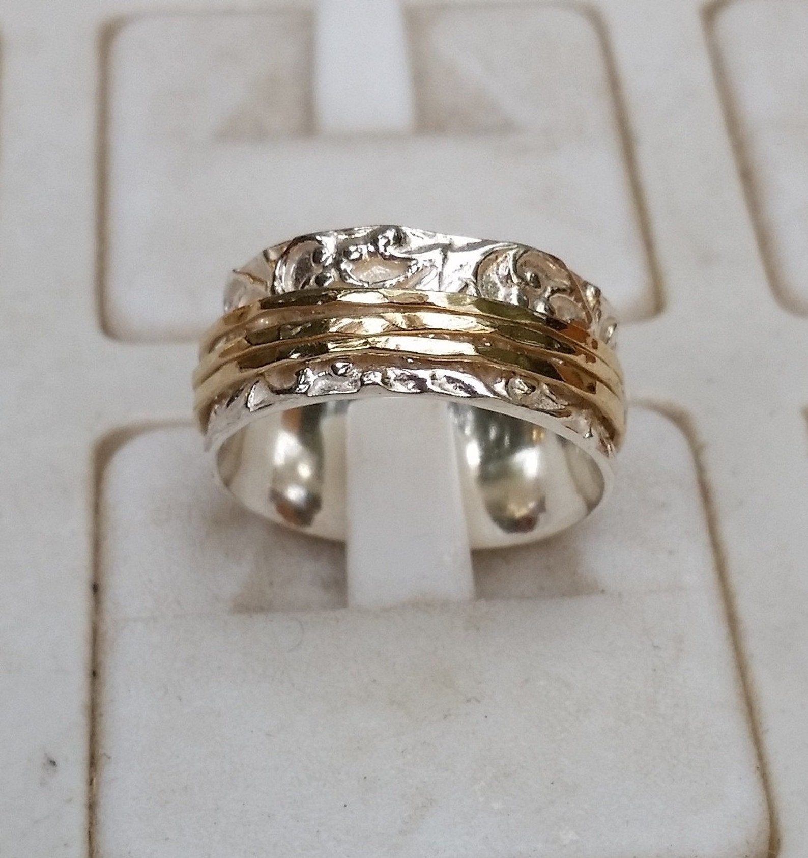 Zilveren En Gouden Ring Sterling zilver 14 K Gele goud - Etsy Nederland