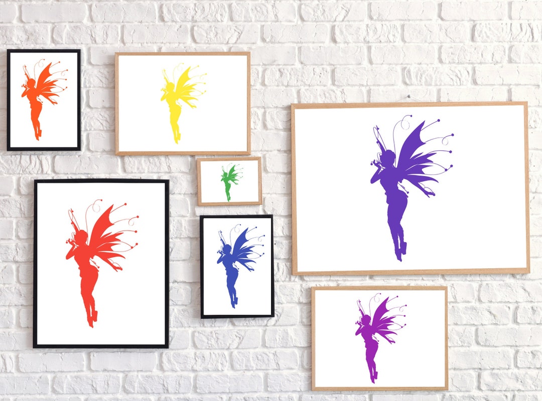 Rainbow Minimalist Art | Flying Fairy Wall Art | Kid Room Decor ...