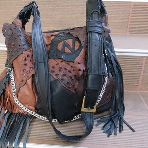 Rock Bag, Punk, Designer Handbag,chain, Shabby Leather, Brown and Black ...
