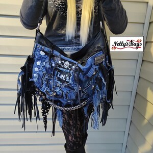 Nelly'sbags, Let's Rock, Shabby, Denim, Black Leather, Blue Denim ...