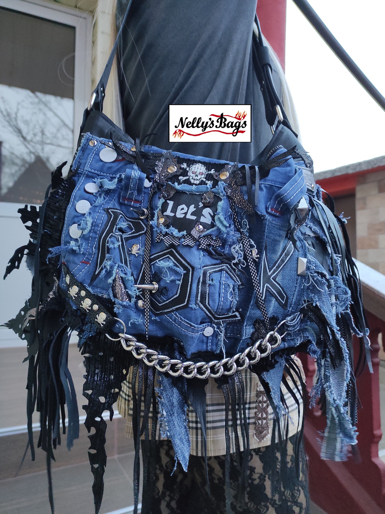 Nelly'sbags, Let's Rock, Shabby, Denim, Black Leather, Blue Denim ...