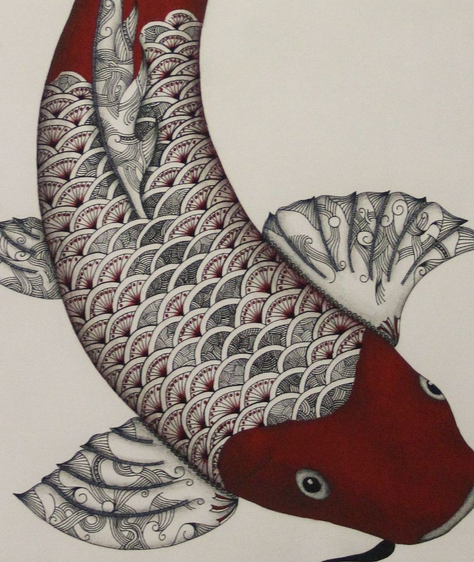 Pen and Ink Koi Print of Original | Etsy