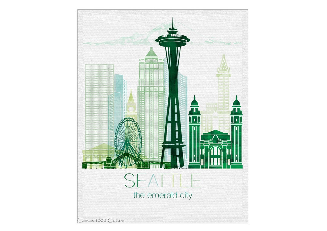 Seattle Art Washington State Seattle Wall Art Skyline Art - Etsy