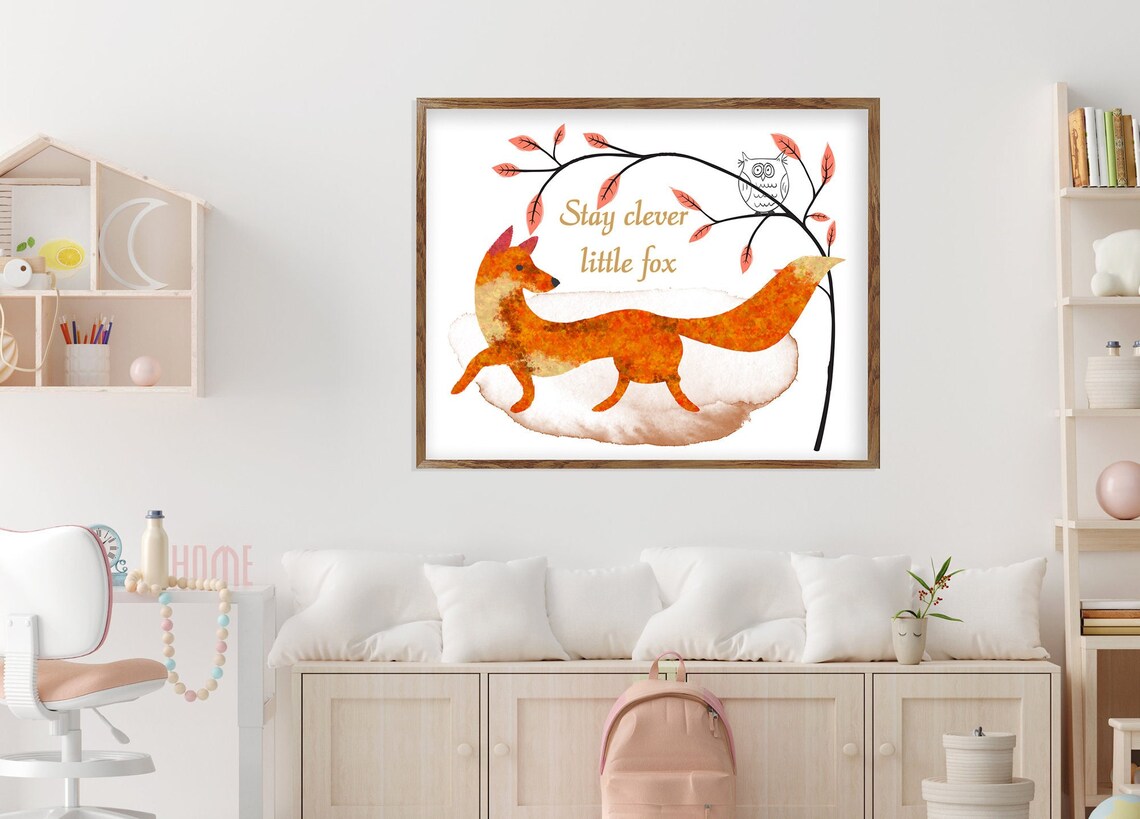Fox Nursery Art Stay Clever Little Fox Nursery Wall Art - Etsy