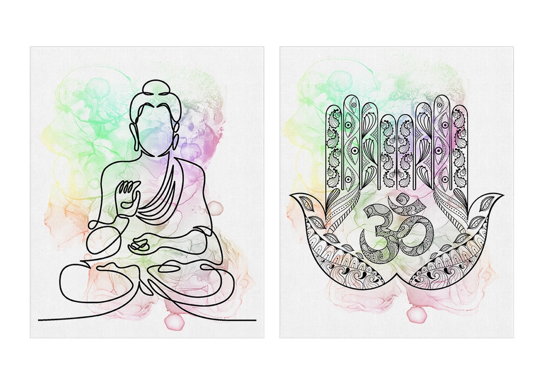Meditating Buddha Line Art Set of 2 Print Peaceful Wall Art - Etsy