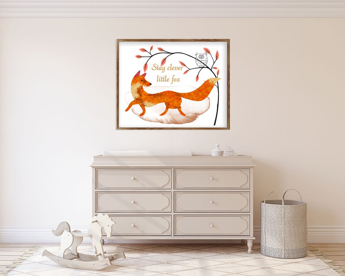 Fox Nursery Art Stay Clever Little Fox Nursery Wall Art - Etsy