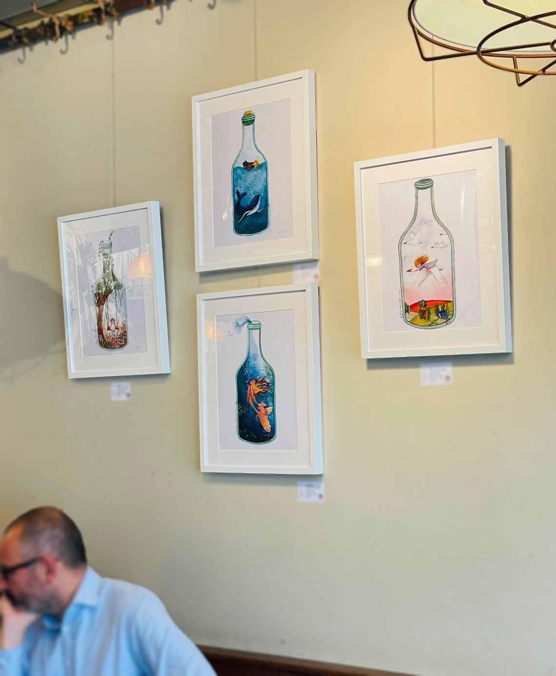 Mermaid and Girl Swimming Print Mermaid in A Bottle Art Girl in Ocean ...