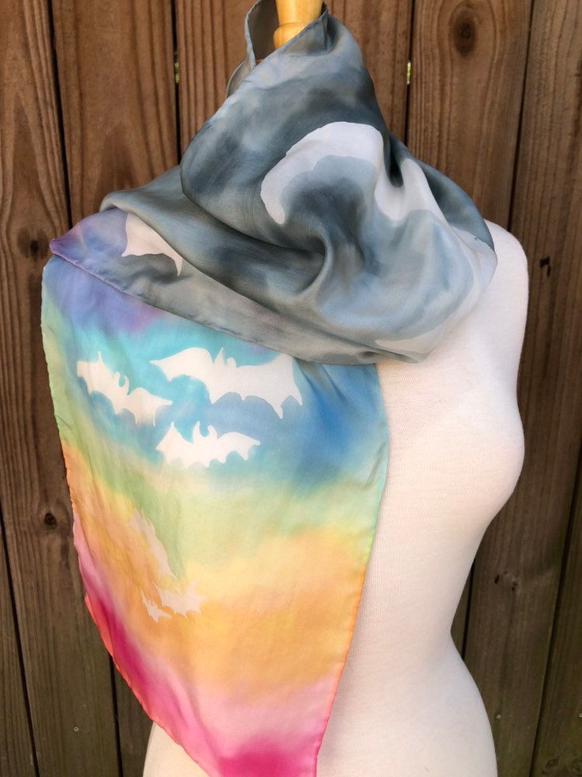 Made to order. Batik bat silk scarf. Colors customized. | Etsy