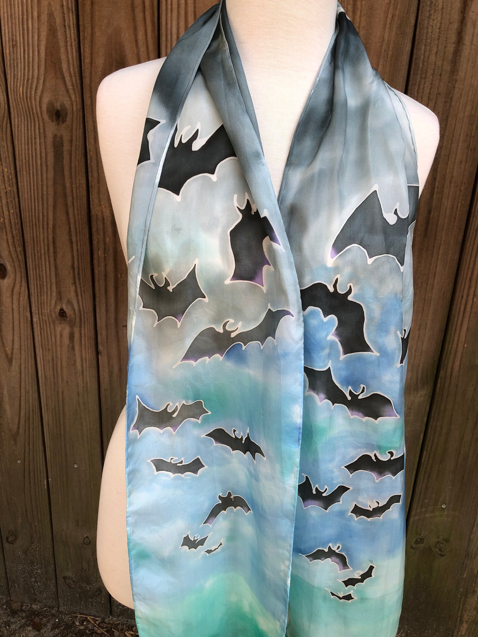 Made to order. Batik bat silk scarf. Colors customized. | Etsy