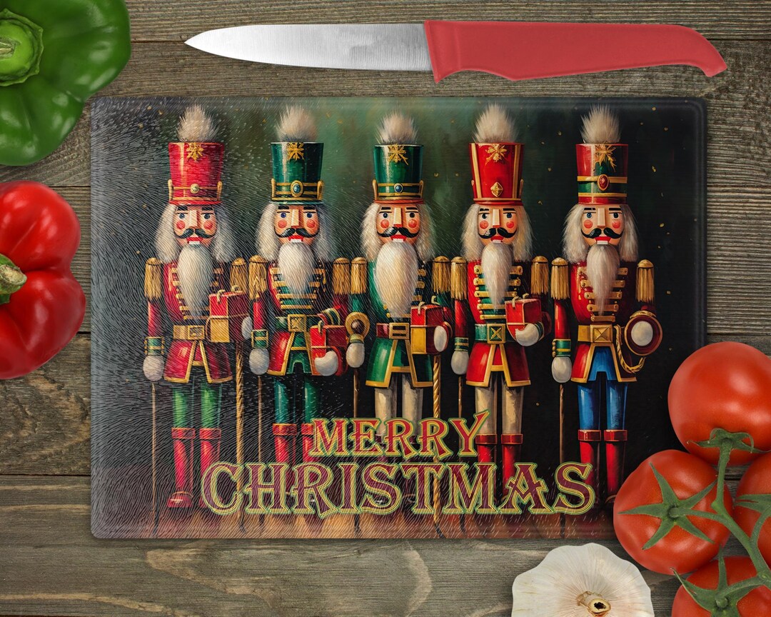 Merry Christmas Nutcrackers Art Glass Cutting Board 11 X15 Inches - Etsy