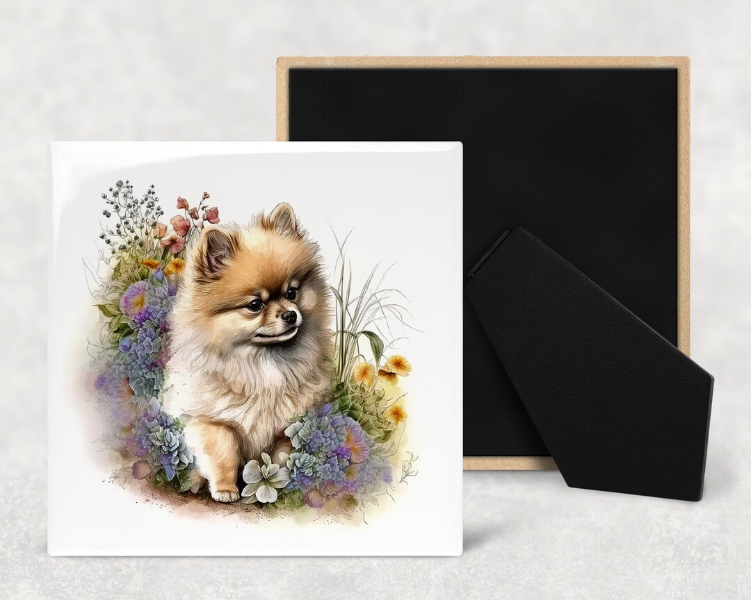 Cute Pomeranian Puppy Art Decorative Ceramic Tile Set With - Etsy