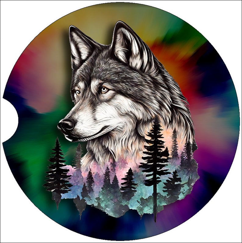 Wolf Portrait Art Car Coasters Matching Pair Set of 2 3 - Etsy