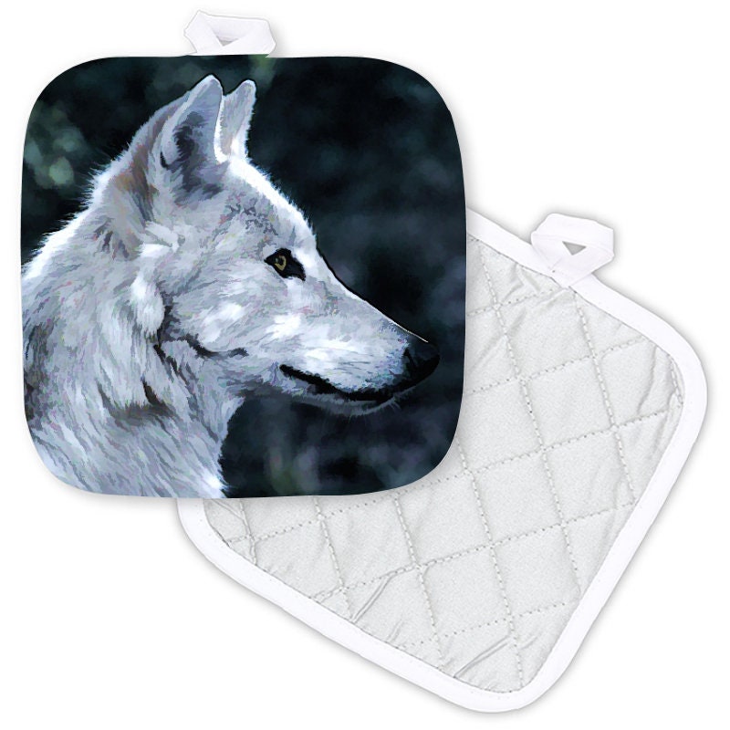 Oil Paint Style White Wolf Art Pot Holder - Etsy