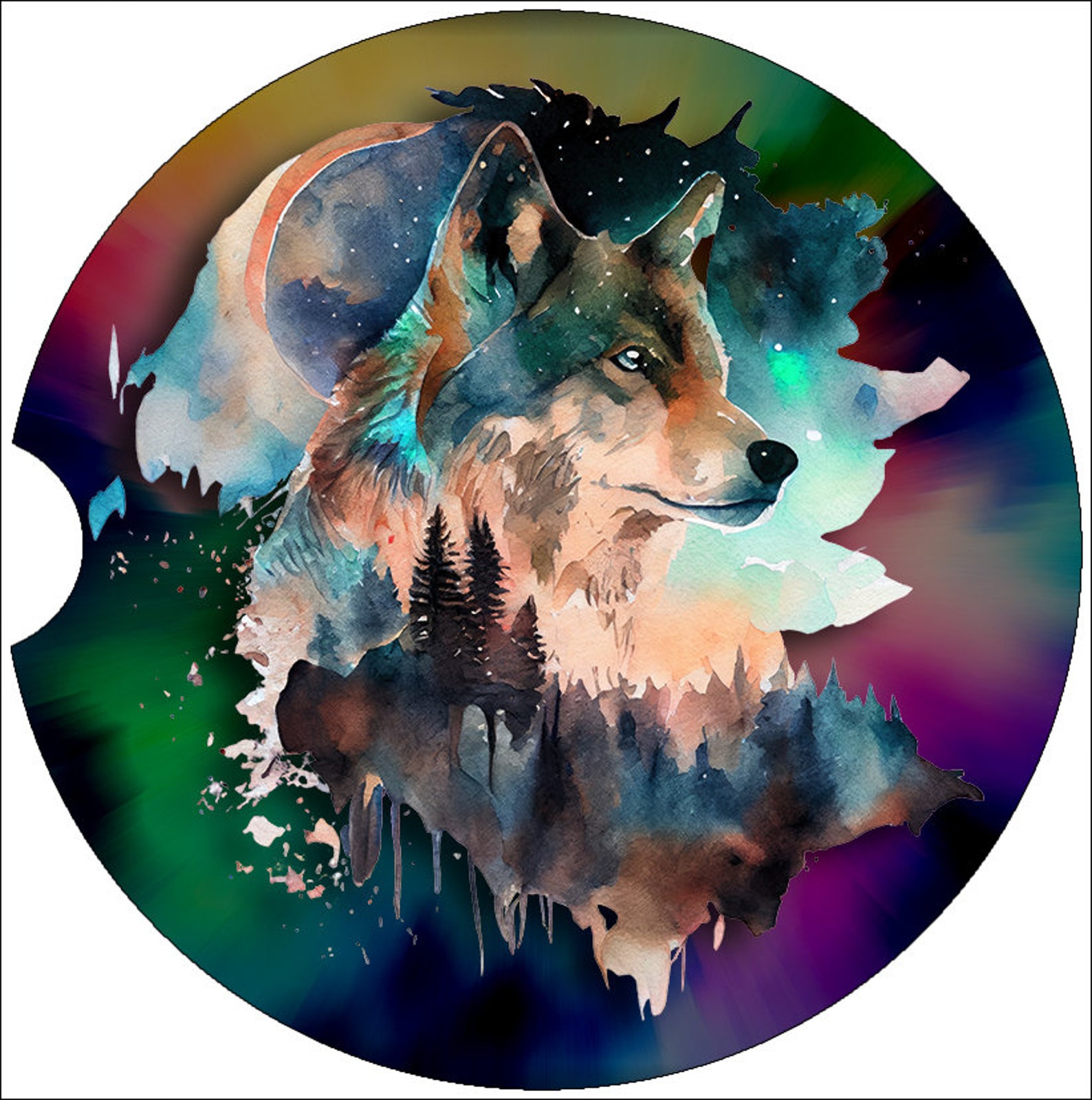 Wolf Portrait Art Car Coasters Matching Pair Set of 2 3 - Etsy