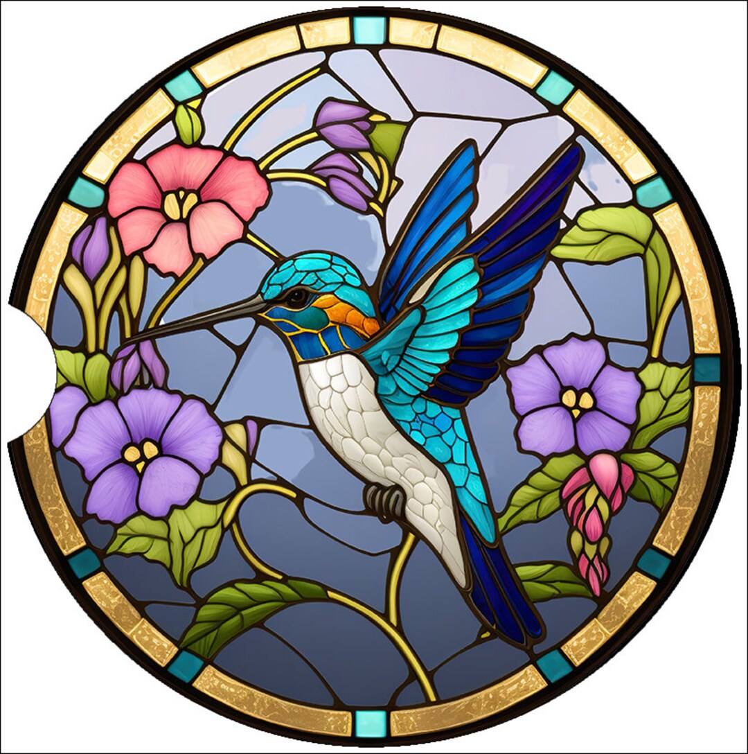Stained Glass Hummingbird Art Car Coasters - Matching Pair - Set of 2 ...
