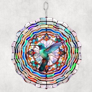 Stained Glass Look Hummingbird Art 10" Aluminum Windspinner - Etsy