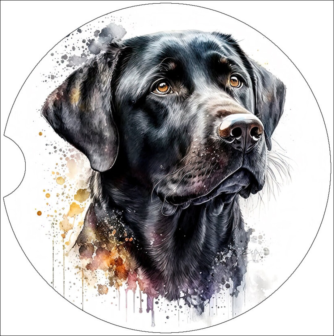 Watercolor Black Lab Art Car Coasters - Matching Pair - Set of 2 - Etsy