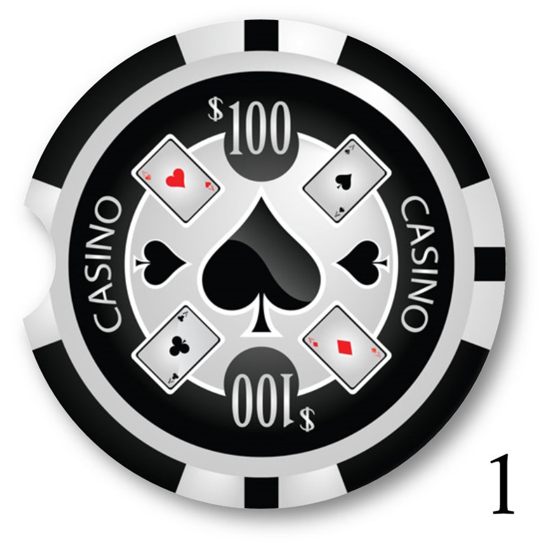 Poker Chip Art Car Coasters - Matching Pair - Set of 2 - 4 Design ...