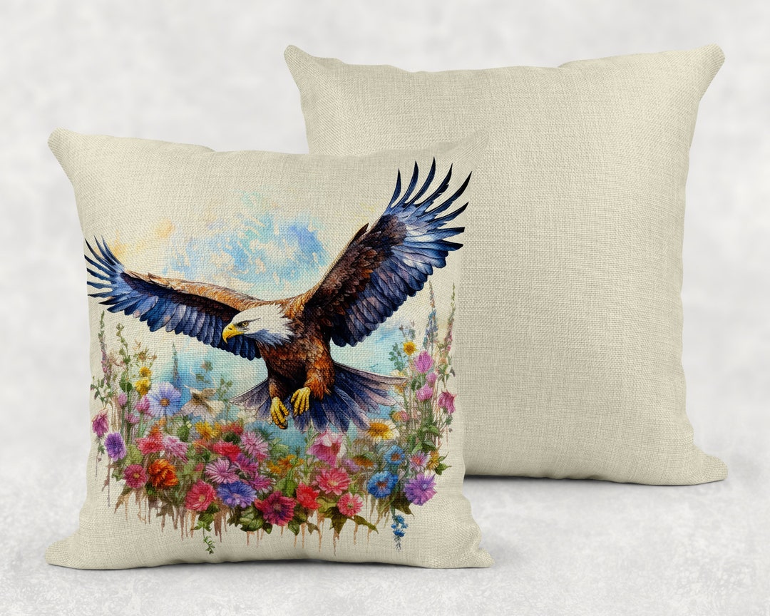 15.75 Inch Bald Eagle Art Linen Linen Throw Pillow Sham - Etsy