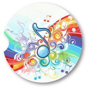Music Notes Rainbow Art Car Coasters - Matching Pair - Set of 2 - Etsy