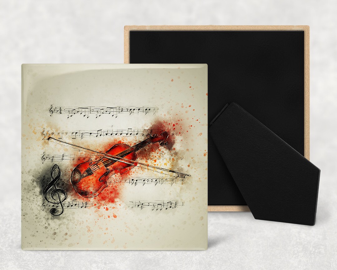 Watercolor Violin Art Decorative Ceramic Tile With Easel Back ...
