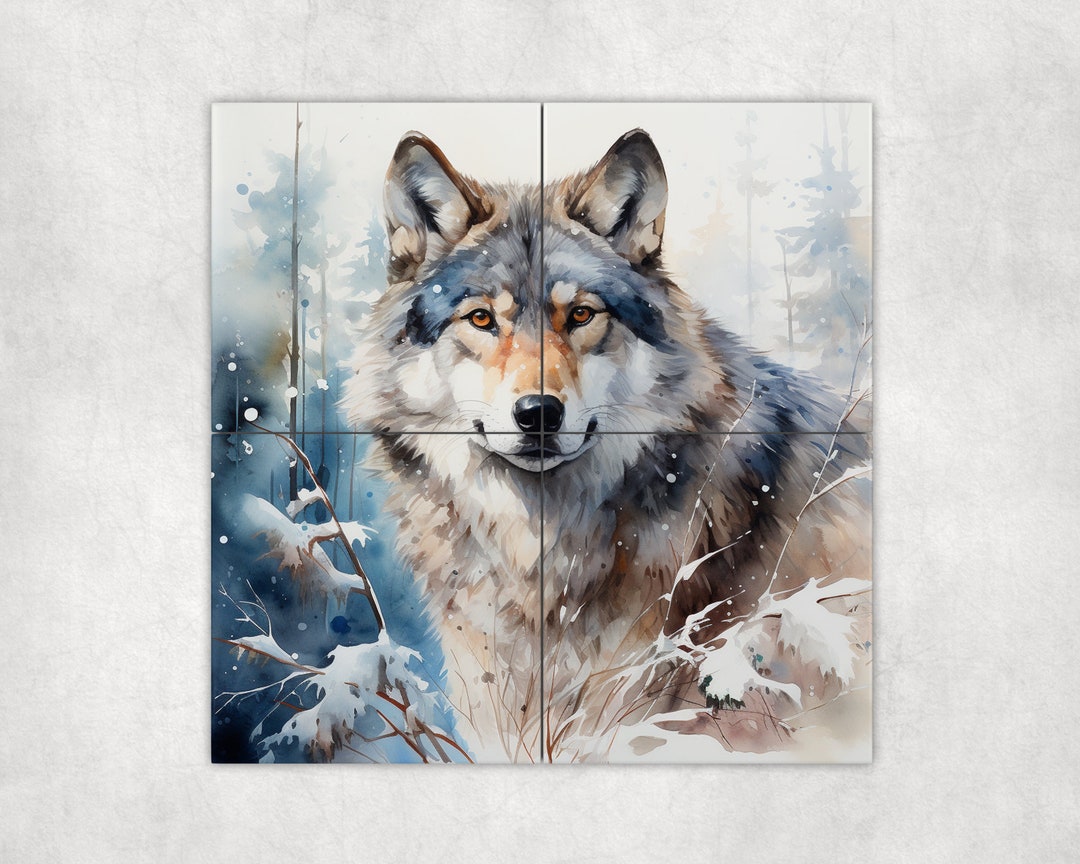 Winter Wolf Art Loose Tile Mural - 3 Sizes Available. - Etsy