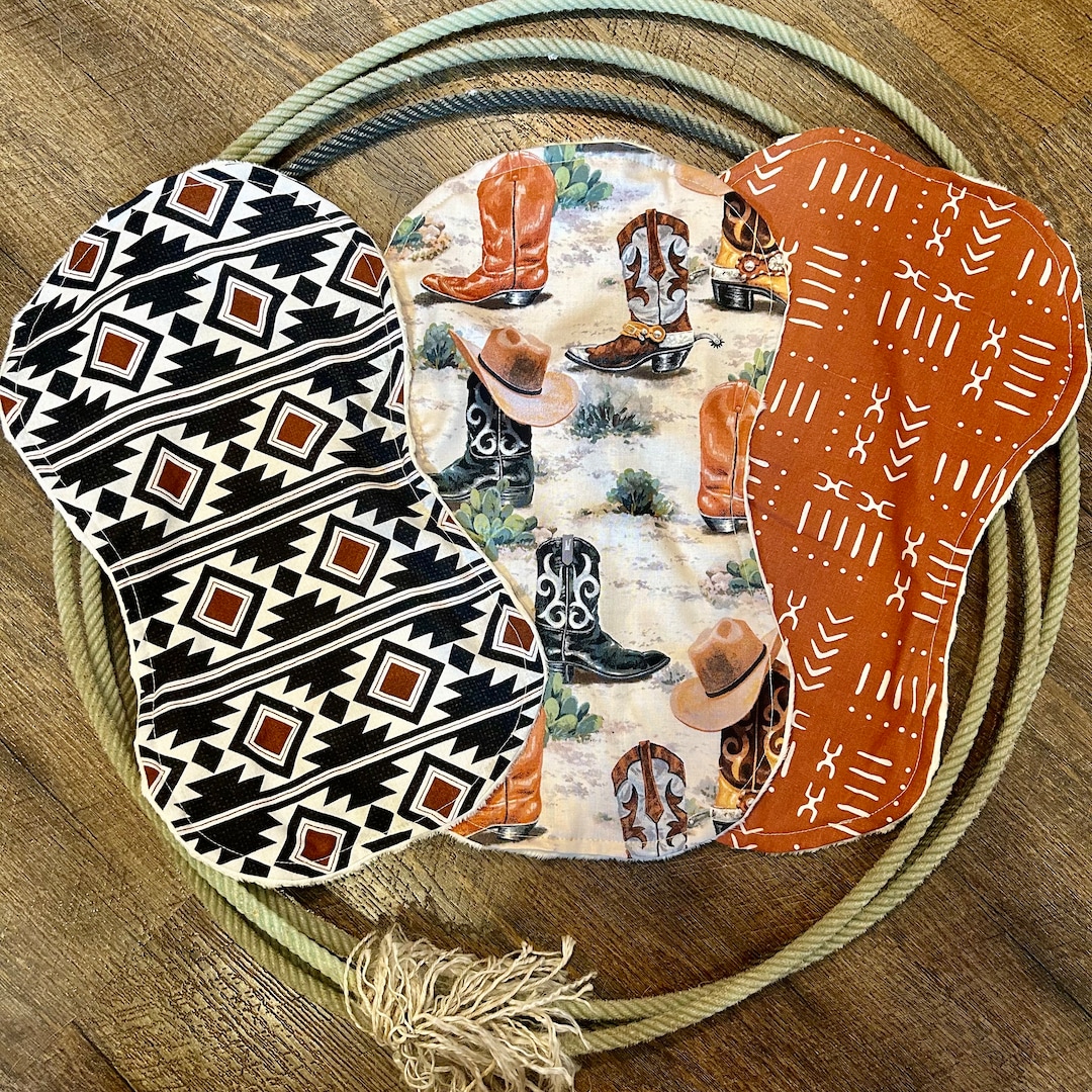Western Gender Neutral Boho Aztec Cowboy Boots Print Burp Cloths Set ...