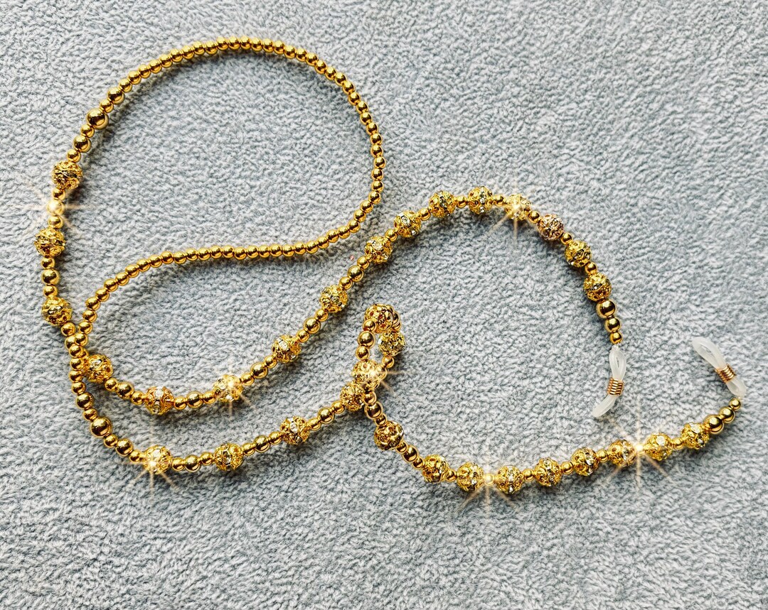 Golden Sparkling Glamorous Glasses Chain Spectacles Lanyard - Etsy