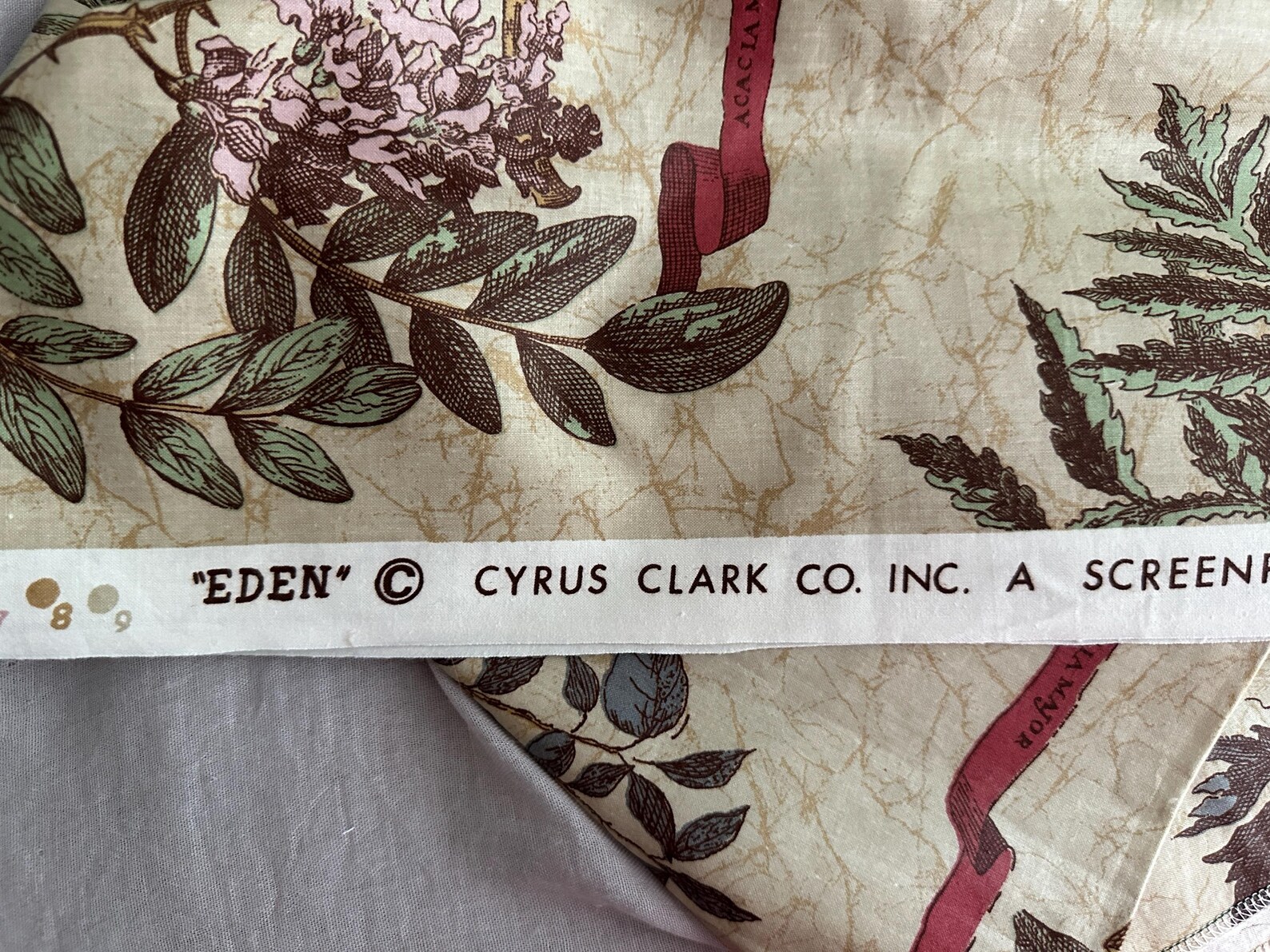 Vintage Cyrus Clark EDEN Cotton CHINTZ Fabric 2 Yard Cut 56 Inches Wide ...