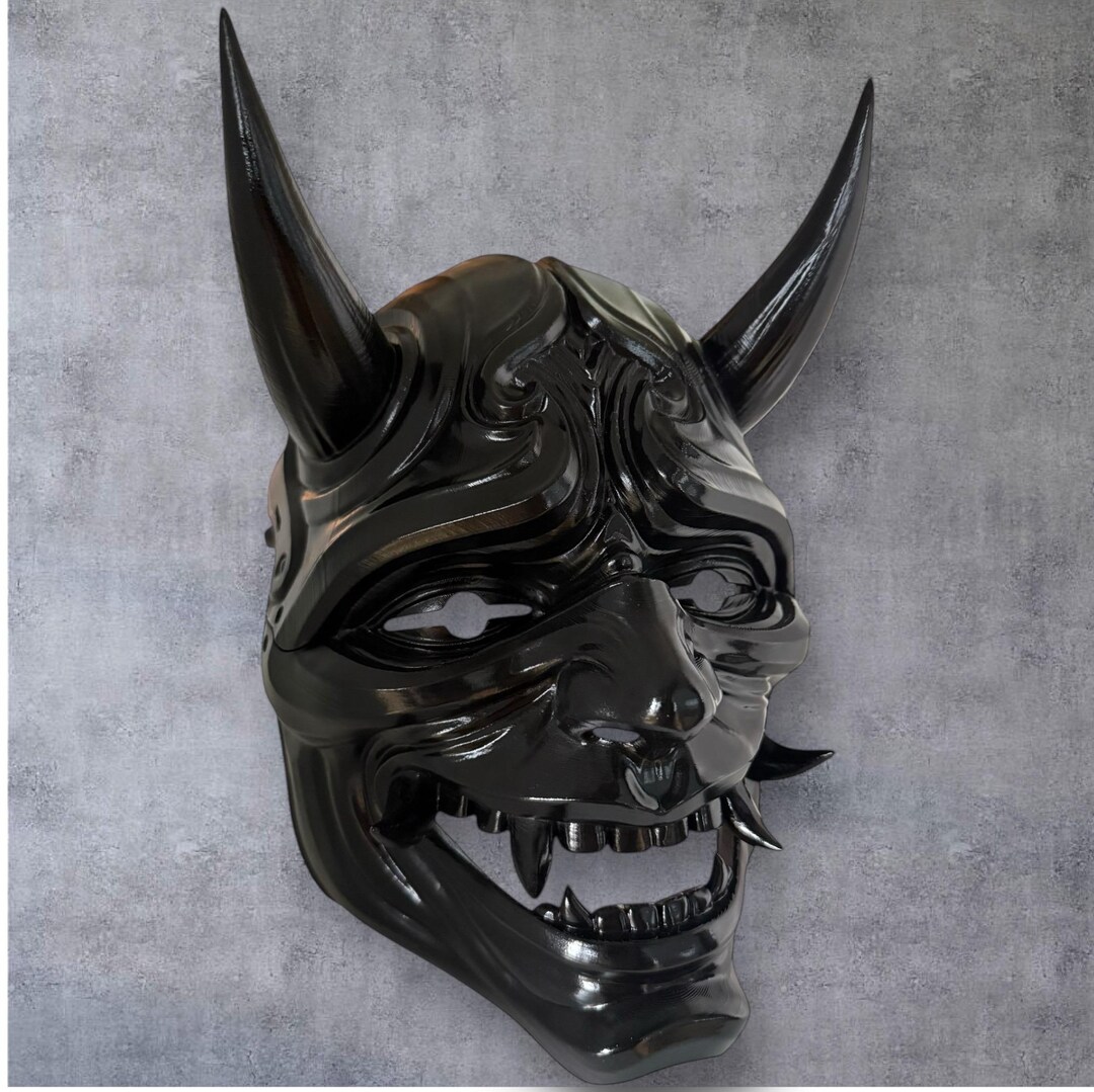 Hannya Oni Demon Japanese 3D Printed Mask - Hand Painted Custom Yokai ...