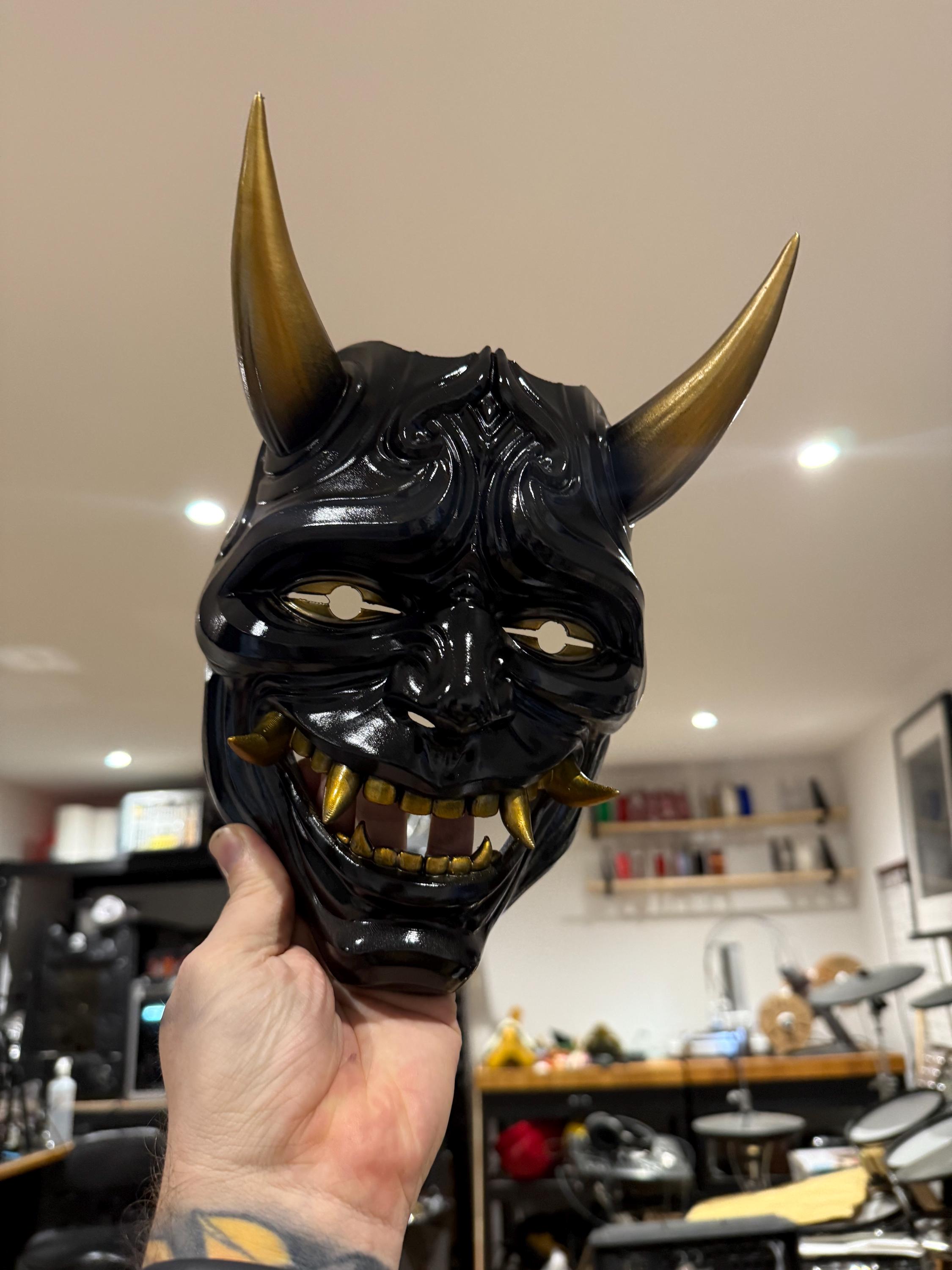 Hannya Oni Demon Japanese 3D Printed Mask - Hand Painted Custom Yokai ...