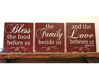 Rustic Kitchen Decor Bless The Food Before Us Dining Room | Etsy