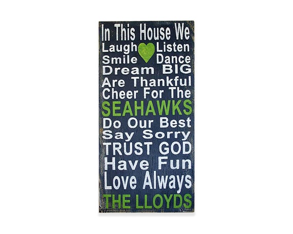 Personalized Seahawks Team Sign Sports Sign Family Rules | Etsy