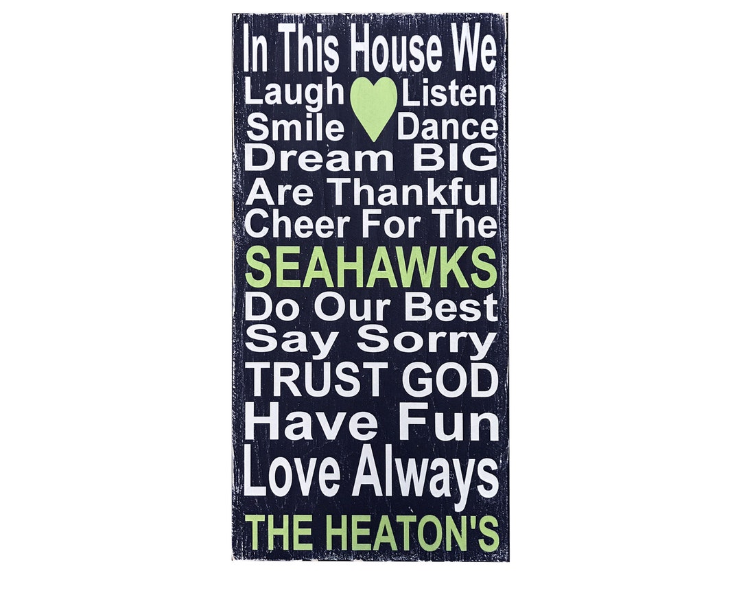 Personalized Seahawks Team Sign - Sports Sign - Family Rules Sign ...
