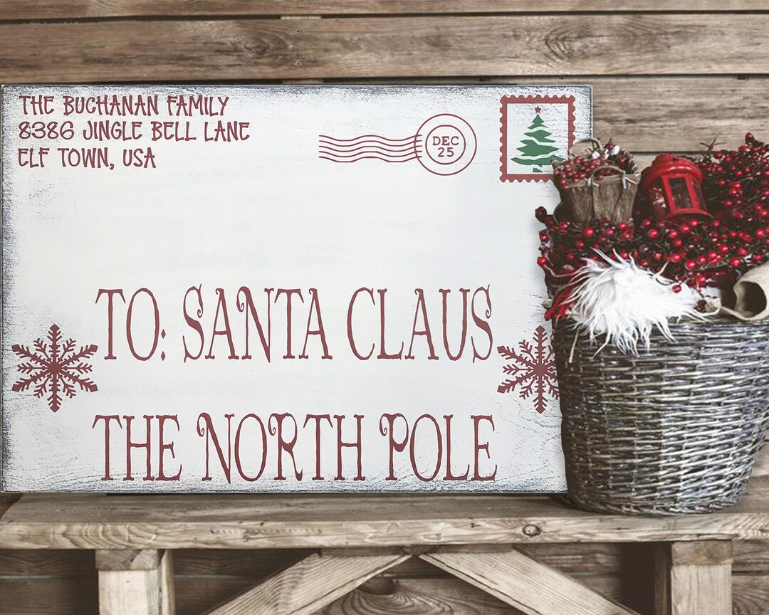 Personalized Christmas Sign - Wood Christmas Sign - Santa North Pole ...