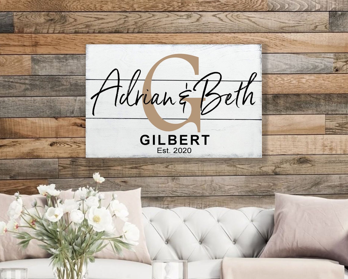 Name Sign Custom Sign Pallet Sign Initial Monogram Sign Wedding Gift ...