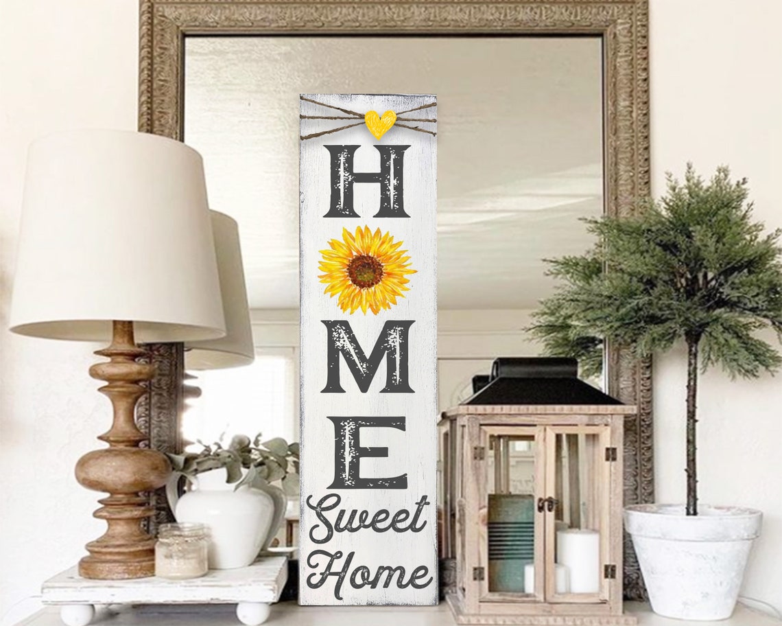 Sunflower Decor | Porch Sign | Home Sweet Home | Farmhouse Decor | Wood ...