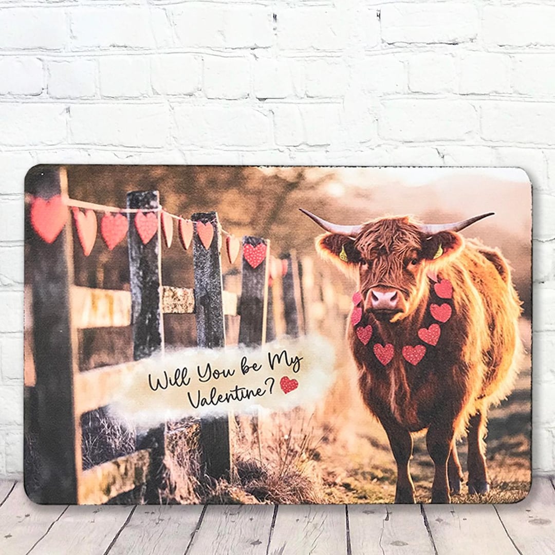 Valentines Day Decor, Valentines Highland Cow, Valentines Day Plaque ...