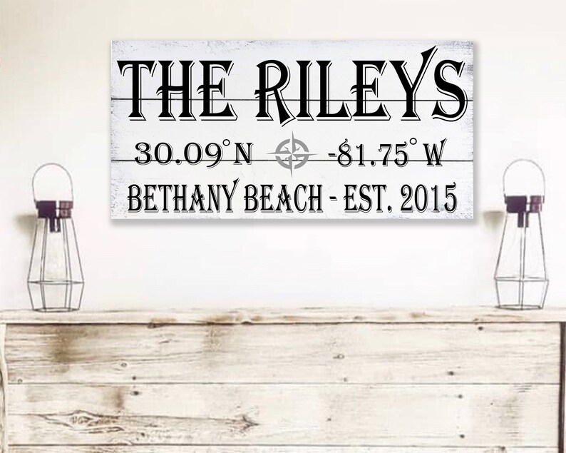 Custom Beach Wedding Sign Coordinates Sign Beach Sign | Etsy