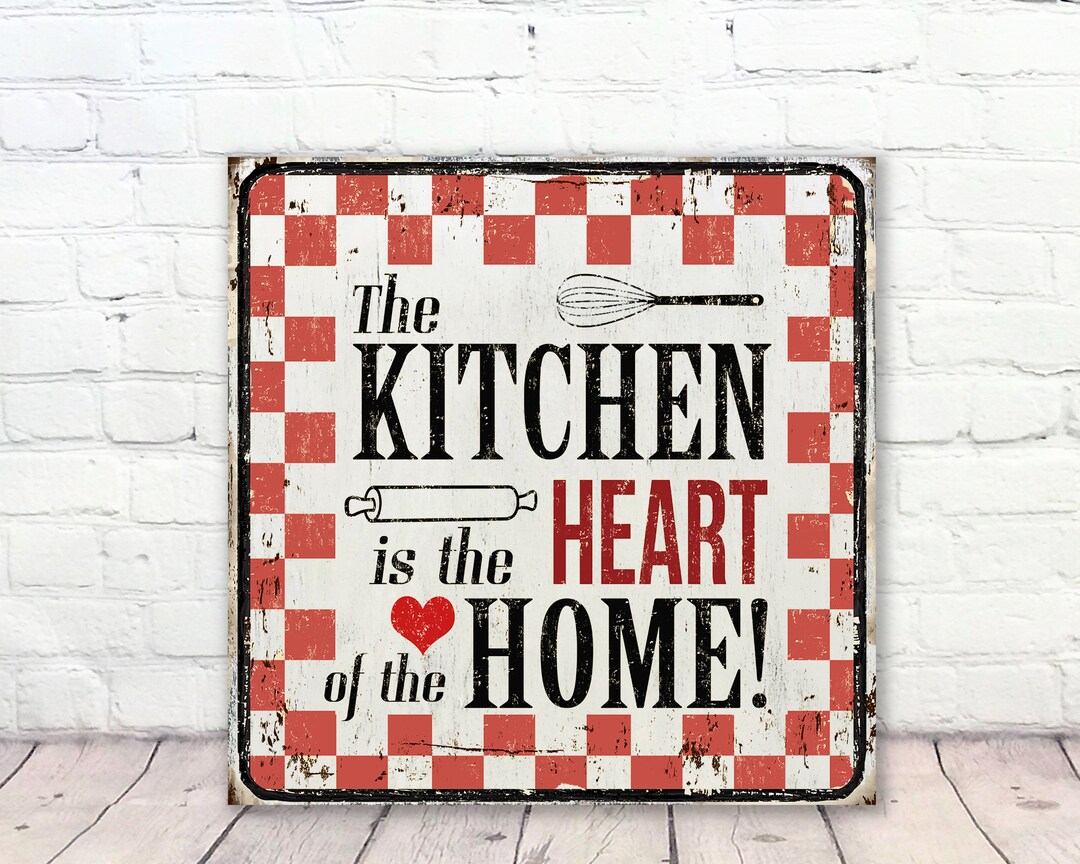 Kitchen Sign, the Kitchen is the Heart of the Home, Kitchen Decor, Red ...
