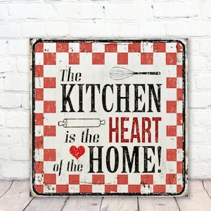 Kitchen Sign, the Kitchen is the Heart of the Home, Kitchen Decor, Red ...