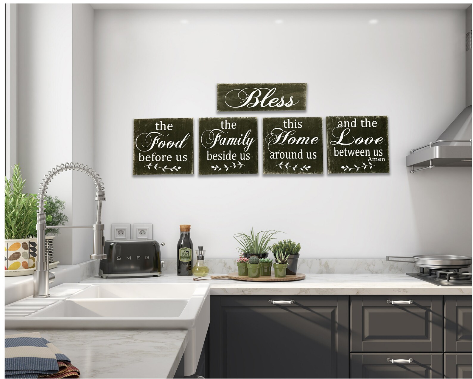 Rustic Kitchen Decor Bless the Food Before Us Dining Room - Etsy