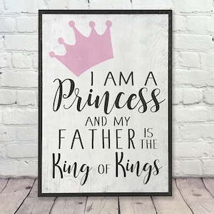 Girls Nursery Sign | I Am A Princess | Princess Nursery | Christian ...