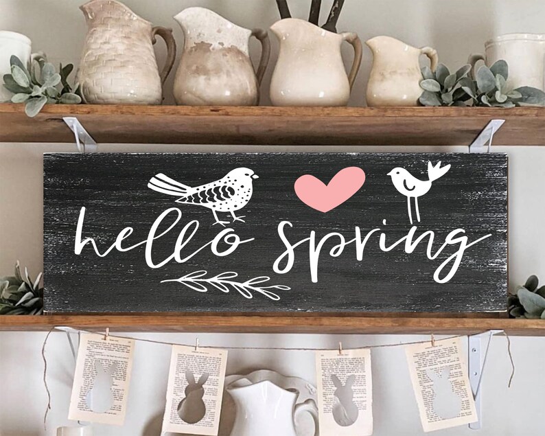 Spring Decor Hello Spring Farmhouse Decor Spring Wall - Etsy