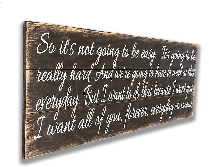 Rustic Wood Sign the Notebook Quote Sign Anniversary Gift - Etsy