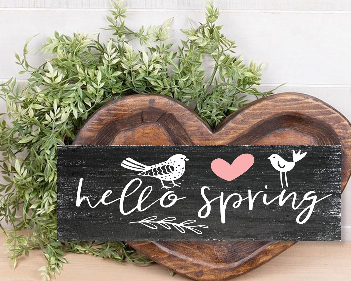 Spring Decor Hello Spring Farmhouse Decor Spring Wall - Etsy