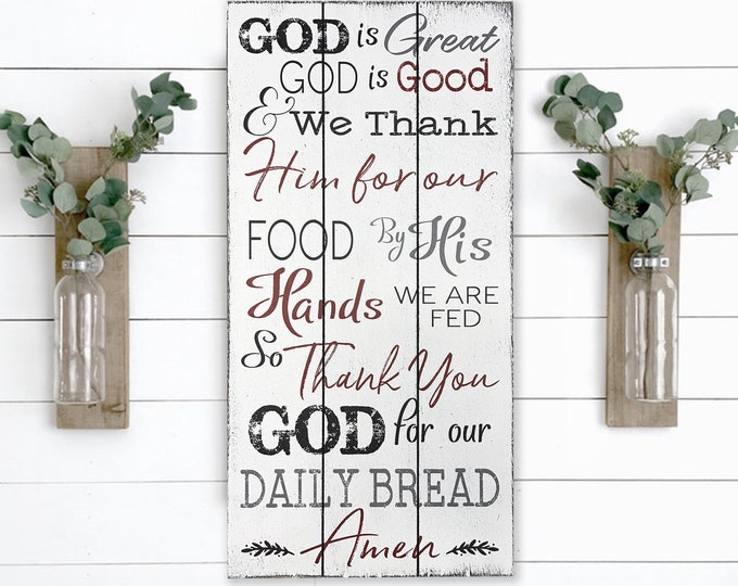 Kitchen Decor | God is Good | Dinner Prayer | Farmhouse Kitchen Sign ...