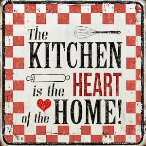 Kitchen Sign, the Kitchen is the Heart of the Home, Kitchen Decor, Red ...