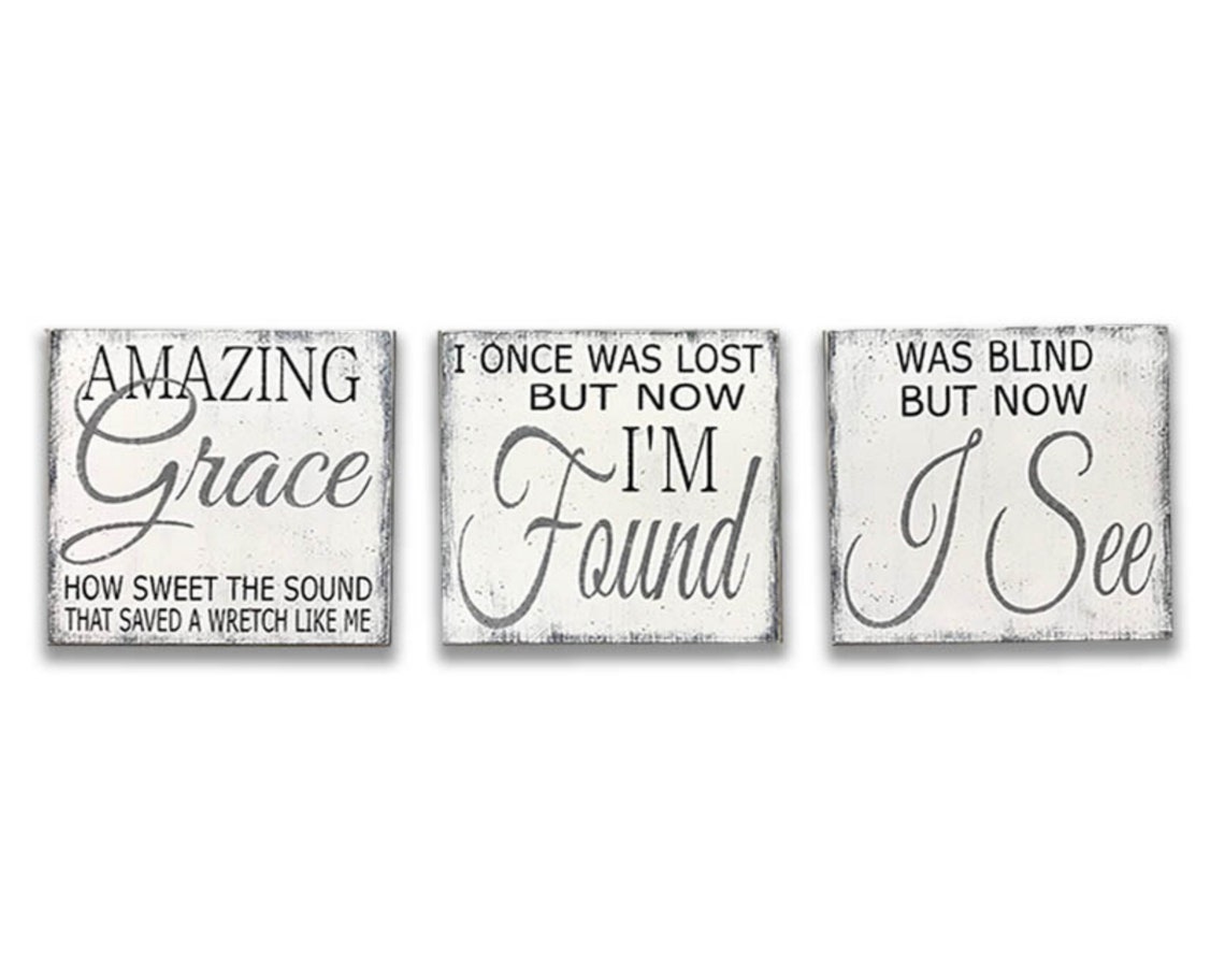 Christian Wall Art - Amazing Grace Sign - Distressed Wood - Rustic Wood ...